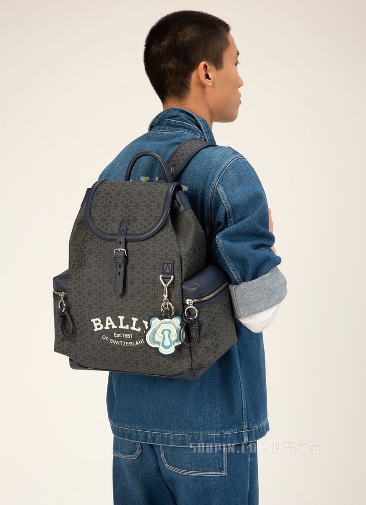 【BALLY/巴利】Cliford Small 黑色 TPU 双肩背包 6300341-搜品之家