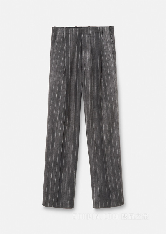【Versace/范思哲】Pastel Pinstripe法兰绒羊毛长裤 1006714-1A04624_5B040-搜品之家