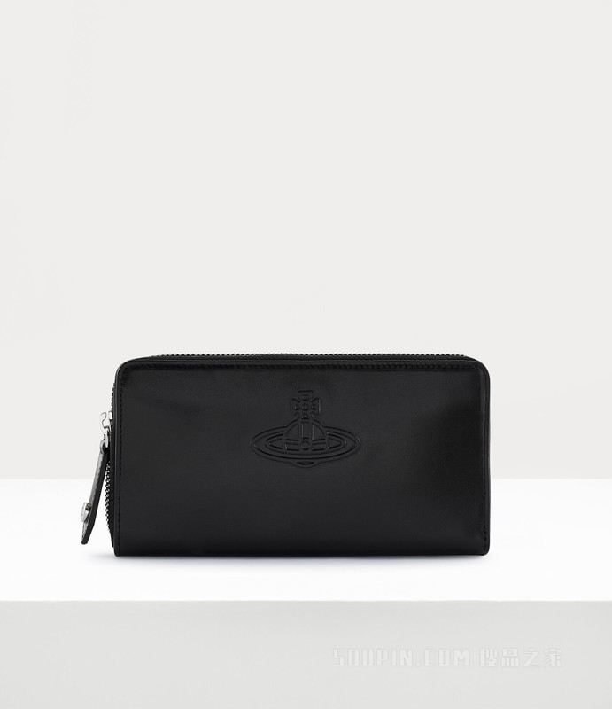 【Vivienne Westwood】Natural Leather Injected Orb Zip Round Wallet ...