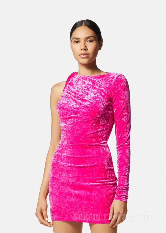 【Versace/范思哲】卷边丝绒迷你连衣裙 1008632-1A05908_1PK30-搜品之家