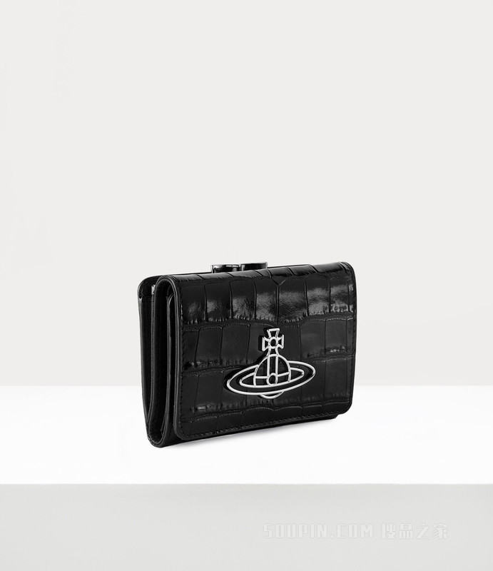 【Vivienne Westwood】Crocodile Thin Line Orb Small Frame Wallet 51150001L0039N401-搜品之家