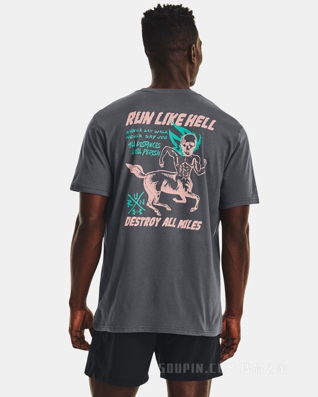 【安德玛】男士UA Run Like Hell短袖T恤 1376972-012-搜品之家