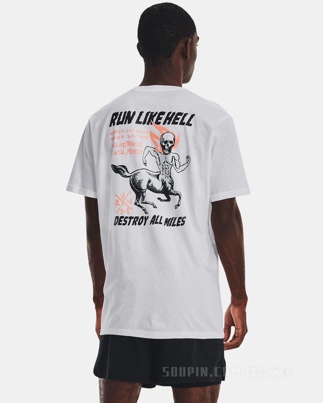 【安德玛】男士UA Run Like Hell短袖T恤 1376972-100-搜品之家
