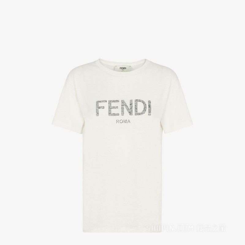 【FENDI/芬迪】T恤 白色平纹布T恤 FS9599AQ9AF1M2A-搜品之家